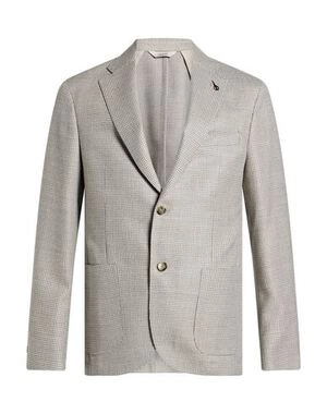 PAOLONI Blazer Size Virgin Wool, Silk, Linen - Light Grey