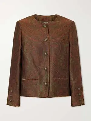 Etro Paisley-jacquard Crepe Blazer - Dark Green