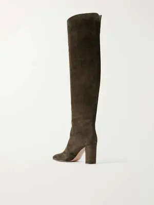 GIANVITO ROSSI Glen Cuissard 85 Over-the-knee Suede Boots - Army Green