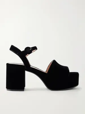 GIANVITO ROSSI Velvet Platform Open-toed Sandals - Black