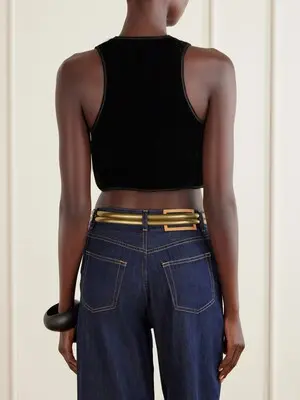 Etro Embellished Cropped Velvet Vest
