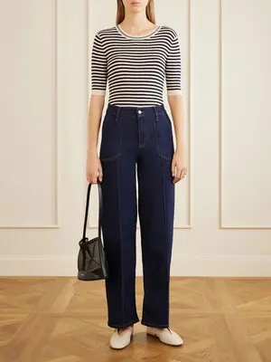 FRAME Le Slim Palazzo Pintuck Pocket High-rise Wide-leg Jeans