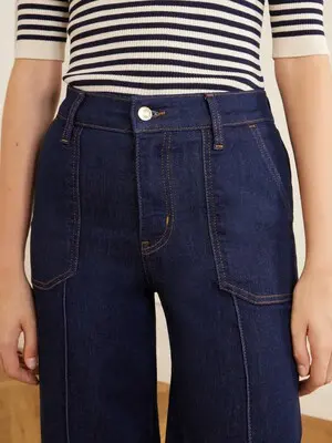 FRAME Le Slim Palazzo Pintuck Pocket High-rise Wide-leg Jeans