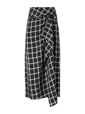 Erdem Checked Crinkled-satin Midi Skirt - Black