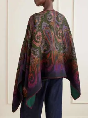 Etro Reversible Paisley-jacquard Wool-blend Cape