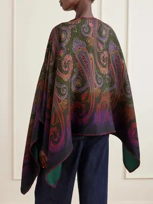 Etro Reversible Paisley-jacquard Wool-blend Cape