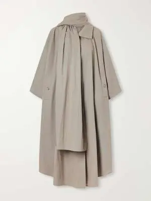 Magda Butrym Scarf-detailed Cotton-blend Trench Coat - Gray