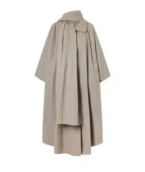 Magda Butrym Cotton-blend Trench Coat With Tonal Scarf - Gray