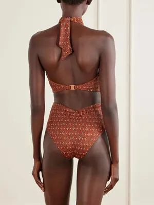 Johanna Ortiz Spice Printed Recycled Bikini Top - Brown