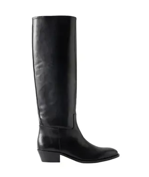 JUDE Den Leather Knee High Boots - Black