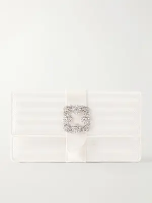 Manolo Blahnik Capri Crystal-embellished Silk-jacquard Clutch