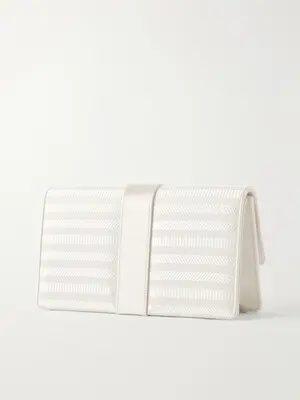 Manolo Blahnik Capri Crystal-embellished Silk-jacquard Clutch