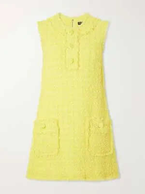 Dolce & Gabbana Satin-trimmed Tweed Mini Dress - Yellow