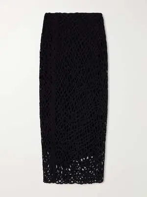 DIOTIMA Marseille Crocheted Midi Skirt - Black