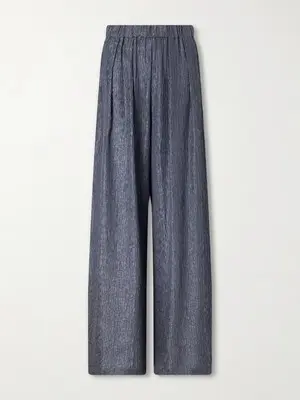 CORTANA Anhelo Crinkled Silk-charmeuse Wide-leg Pants