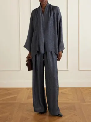 CORTANA Anhelo Crinkled Silk-charmeuse Wide-leg Pants