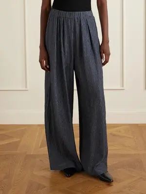 CORTANA Anhelo Crinkled Silk-charmeuse Wide-leg Pants