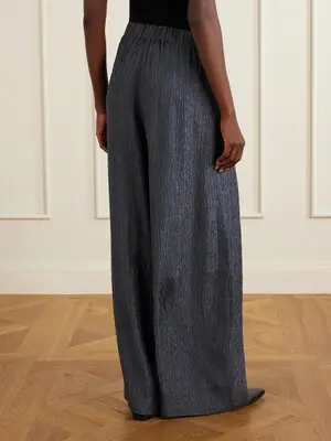CORTANA Anhelo Crinkled Silk-charmeuse Wide-leg Pants