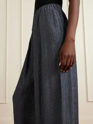 CORTANA Anhelo Crinkled Silk-charmeuse Wide-leg Pants