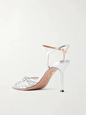 AQUAZZURA Serenity 85 Knotted Metallic Leather Sandals