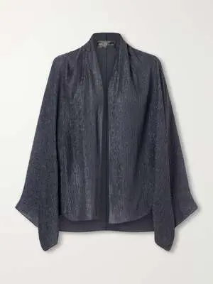 CORTANA Anhelo Crinkled Silk-charmeuse Jacket - Blue
