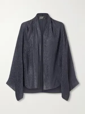 CORTANA Anhelo Crinkled Silk-charmeuse Jacket - Blue