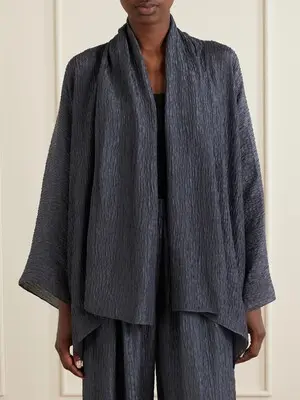 CORTANA Anhelo Crinkled Silk-charmeuse Kimono Jacket
