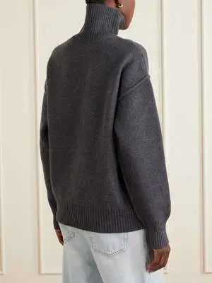 AMI Paris Oversized Intarsia Wool Turtleneck Sweater