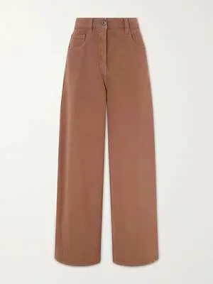 Brunello Cucinelli Embellished High-rise Wide-leg Jeans - Brown