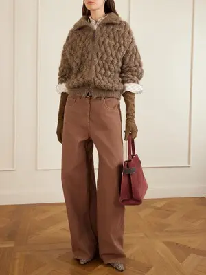 Brunello Cucinelli Embellished High-rise Wide-leg Jeans