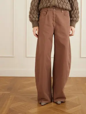 Brunello Cucinelli Embellished High-rise Wide-leg Jeans