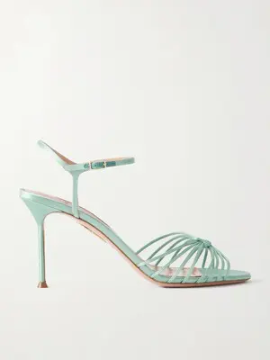 AQUAZZURA Serenity 85 Knotted Satin Sandals - Green
