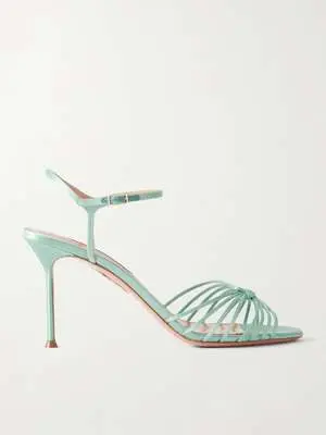 AQUAZZURA Serenity 85 Knotted Satin Sandals - Mint