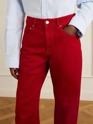 AMI Paris Mid-rise Wide-leg Jeans - Red