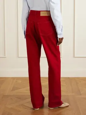 AMI Paris Mid-rise Wide-leg Jeans - Red
