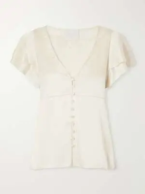 CITIZENS OF HUMANITY Lola Flutter Lace-trimmed Satin Blouse