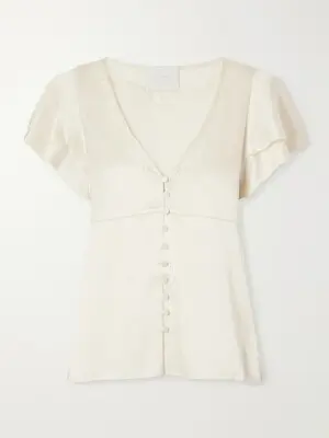 CITIZENS OF HUMANITY Citizens Of Humanity Lola Flutter Lace-Trimmed Satin Blouse