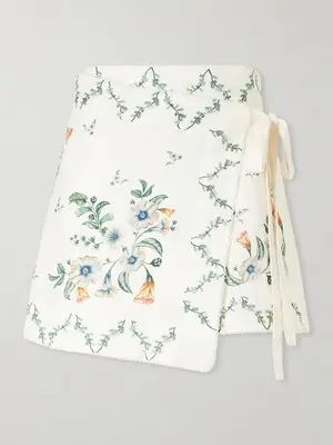 Agua Bendita Luna Brisa Floral-printed Linen Pareo - Neutrals