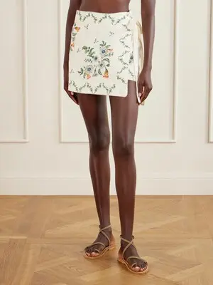 Agua Bendita Luna Brisa Floral-printed Linen Pareo - Neutrals