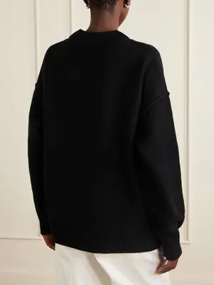 AMI Paris Intarsia Merino Wool Cardigan