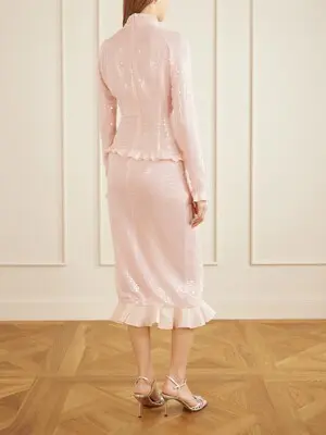 Alessandra Rich Sequin-embellished Silk-georgette Midi Dress