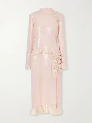 Alessandra Rich Sequined Silk Georgette Midi Dress - Pink