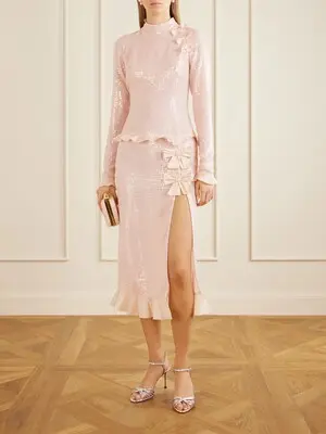 Alessandra Rich Sequined Silk Georgette Midi Dress