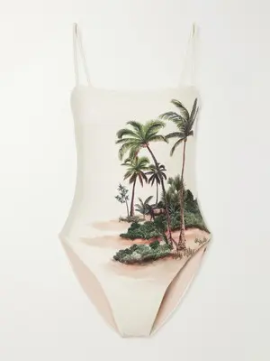Agua Bendita Durazno Arena" Printed Recycled Swimsuit - Neutrals