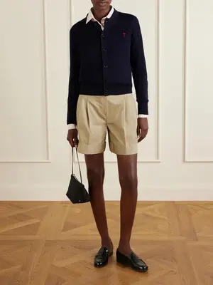 AMI Paris Embroidered Wool Cardigan