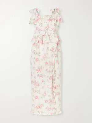 Alessandra Rich Ruffled Floral-print Silk Dress