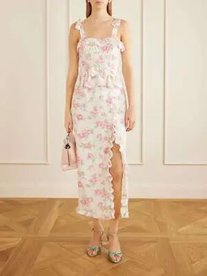 Alessandra Rich Ruffled Floral-print Silk Dress