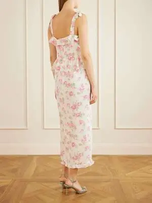Alessandra Rich Ruffled Floral-print Silk Dress