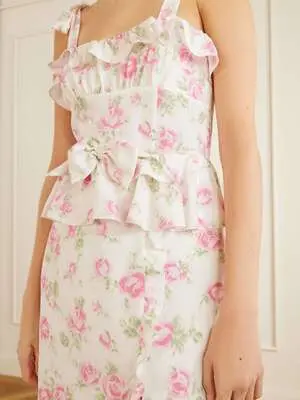 Alessandra Rich Ruffled Floral-print Silk Dress