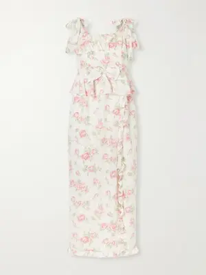 Alessandra Rich Ruffled Floral-print Silk Dress - Pink
